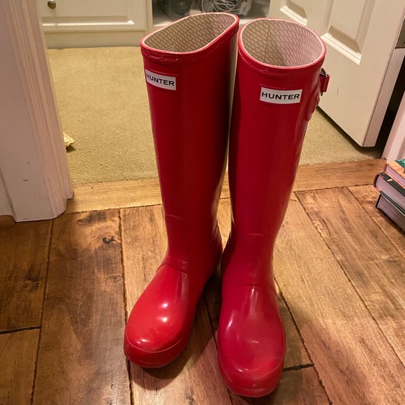 Hunter | Shoes | Hunter Rain Boots Red Highgloss W7 | Poshmark